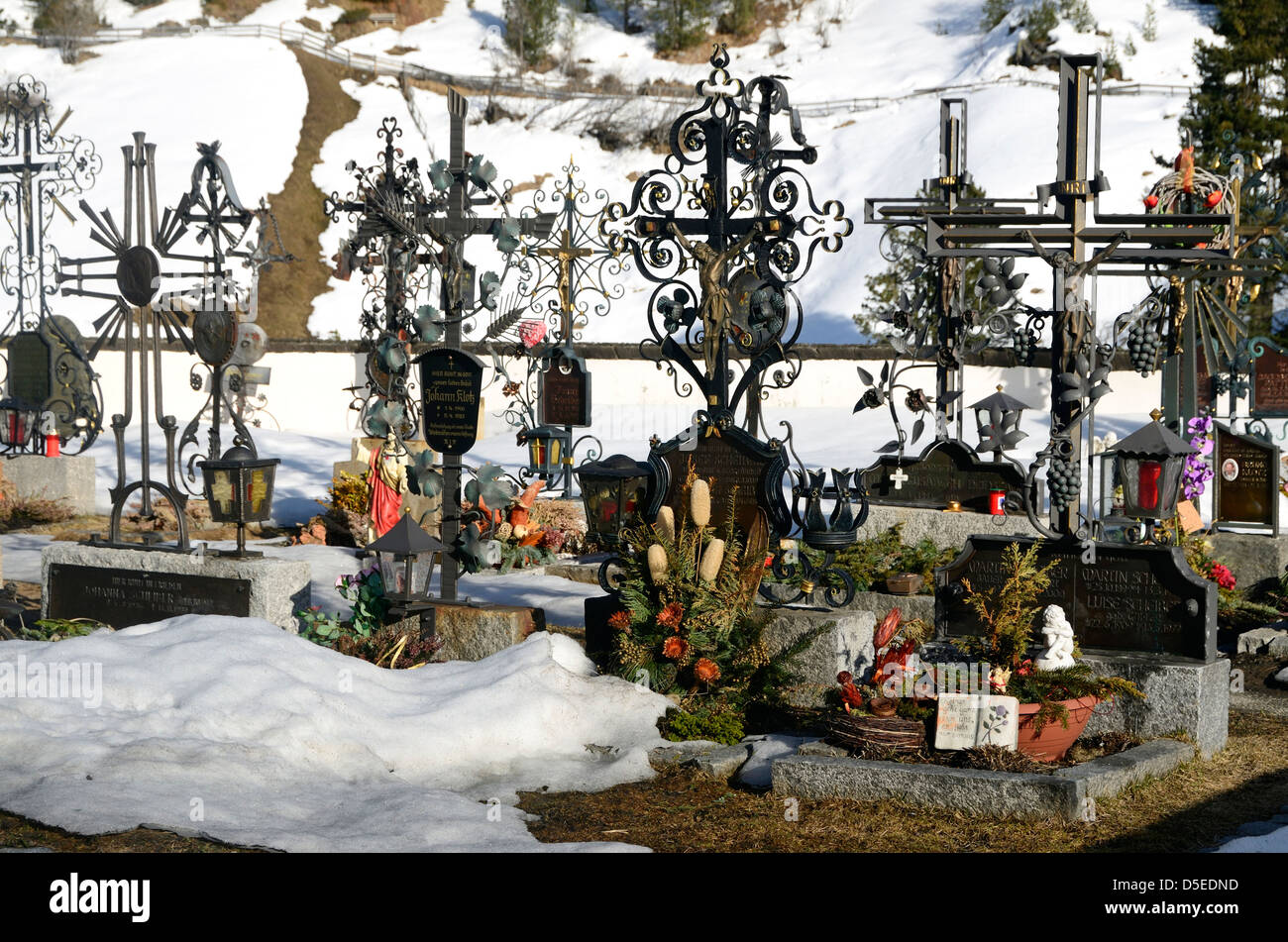 Cemetery in Vent, Austria Stock Photo - Alamy