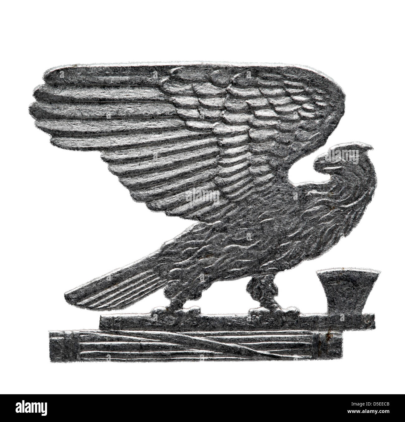 Eagle standing on fasces from 50 Centesimi coin, Italy, 1940, on white ...