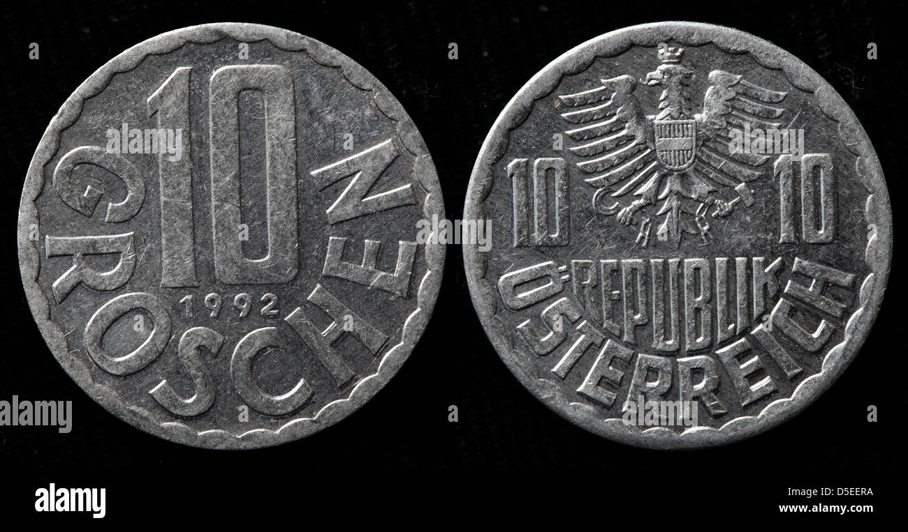 10 Groschen coin, Coat of arms, Austria, 1992 Stock Photo - Alamy