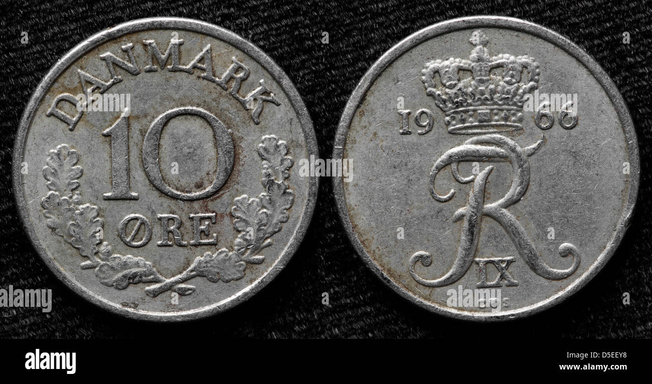 10 Ore coin, Frederik IX, Denmark, 1966 Stock Photo - Alamy