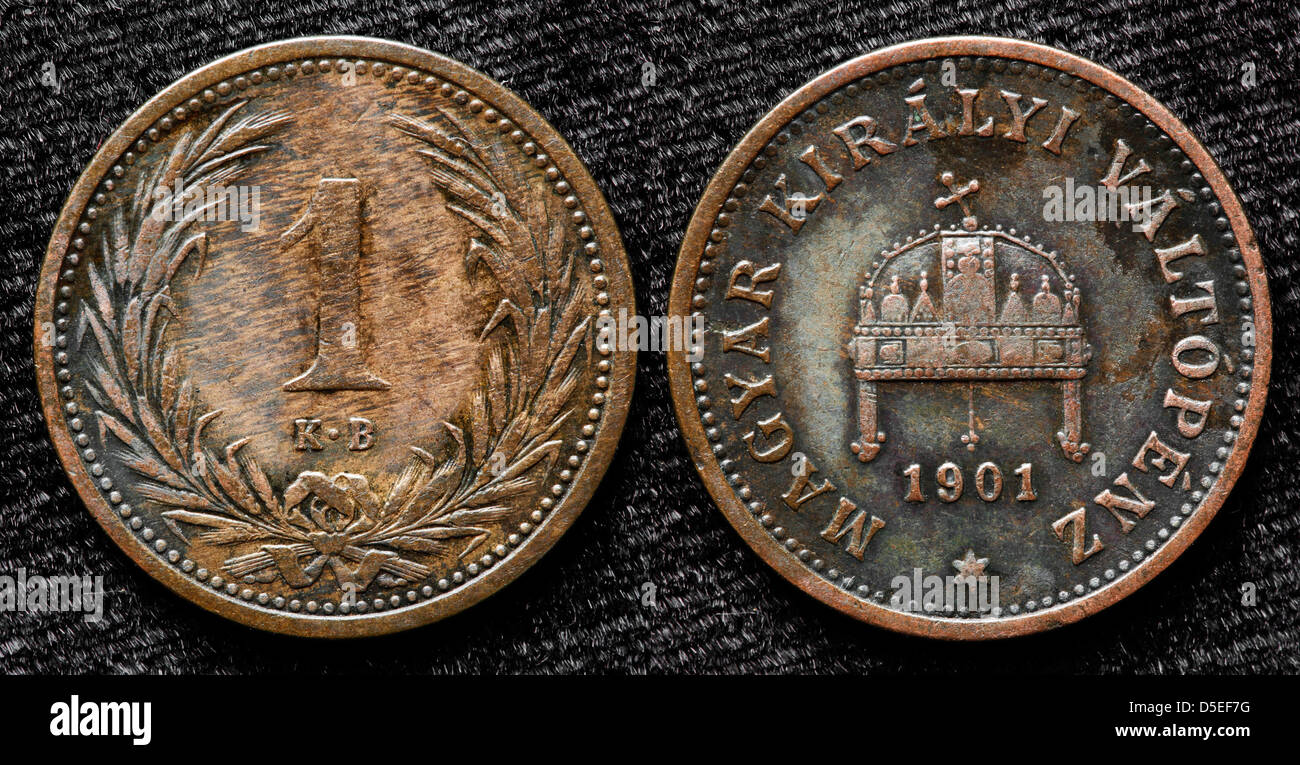 1 Filler coin, Hungary, 1901 Stock Photo - Alamy