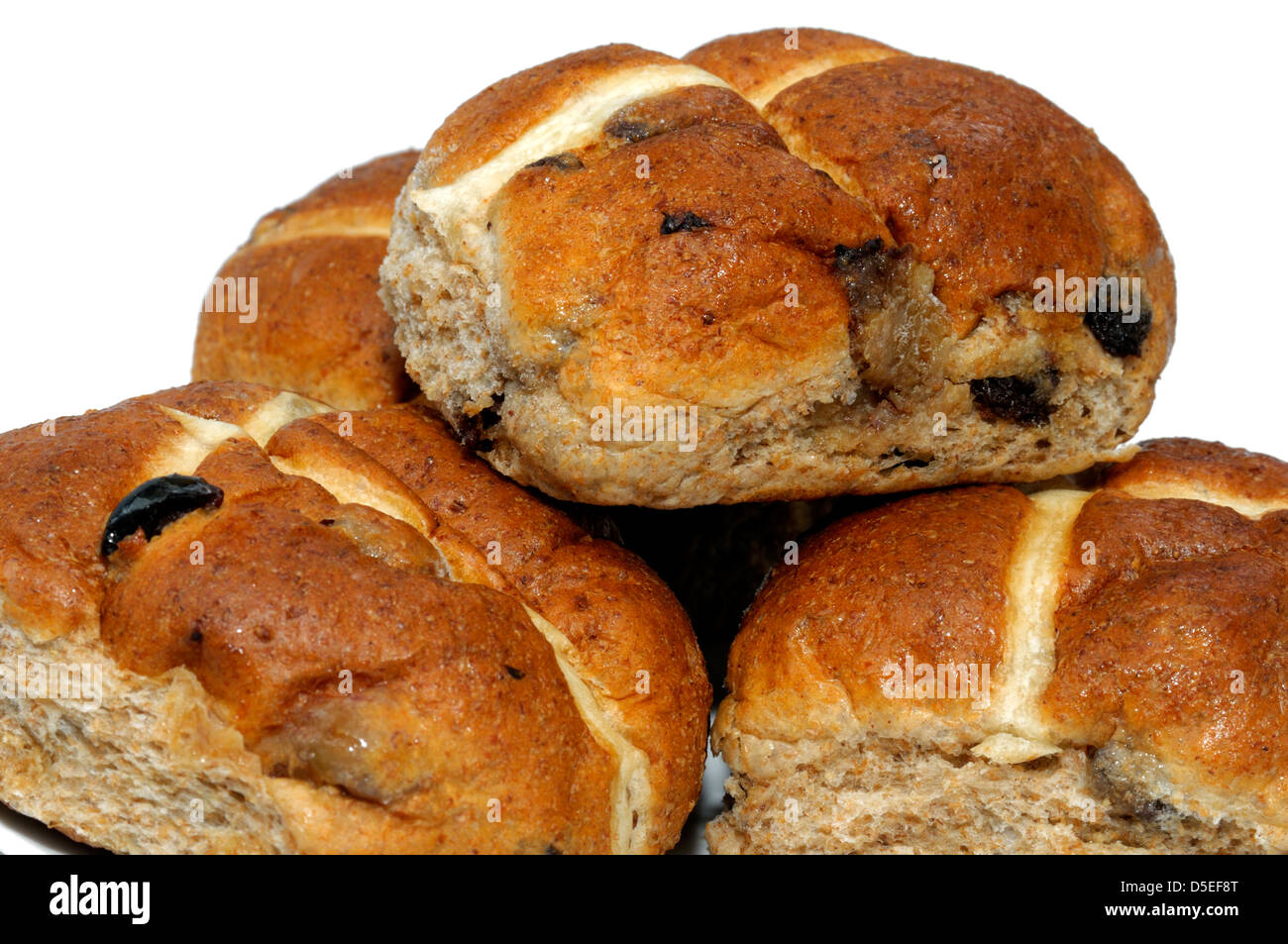 Close-up of Organic Wholemeal Hot Cross Buns Stock Photo - Alamy