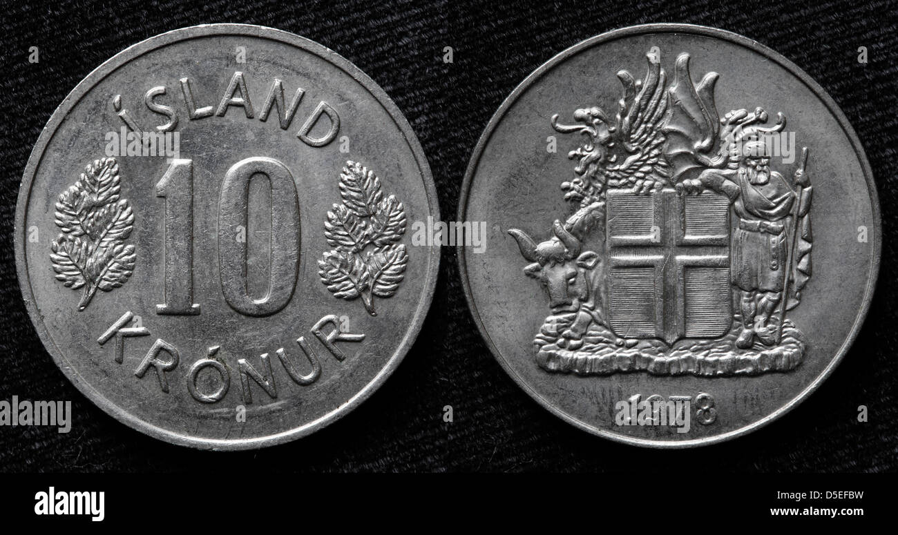 10 Kronur coin, Iceland, 1978 Stock Photo - Alamy