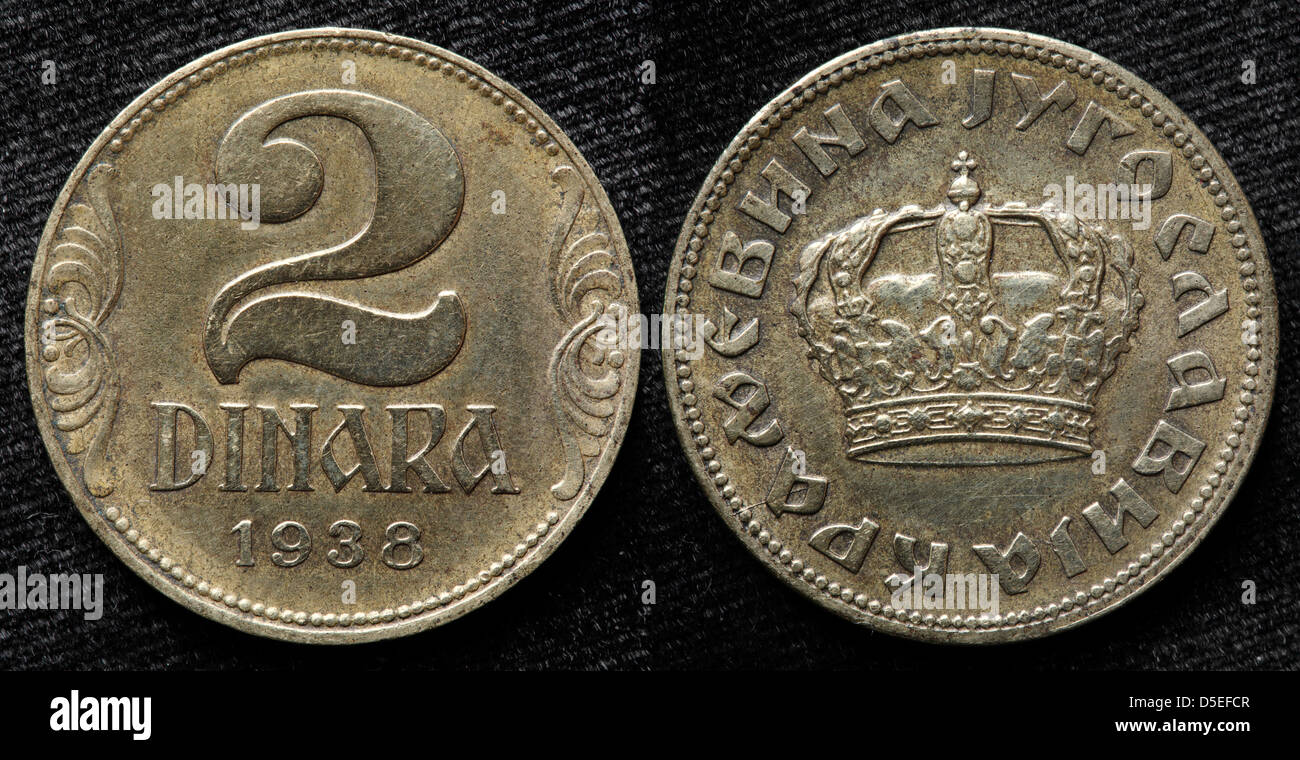2 Dinara coin, Kingdom of Yugoslavia, 1938 Stock Photo - Alamy