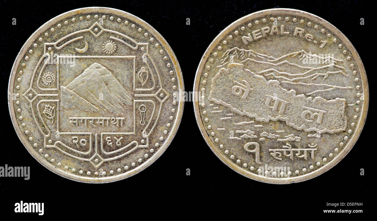 1 Rupee coin, Mount Everest, Nepal, 2007 Stock Photo - Alamy