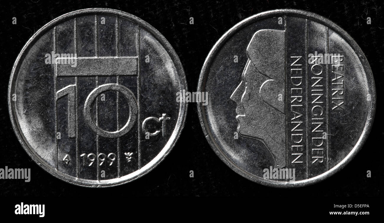 10 cent coin, Queen Beatrix, Netherlands, 1999 Stock Photo - Alamy