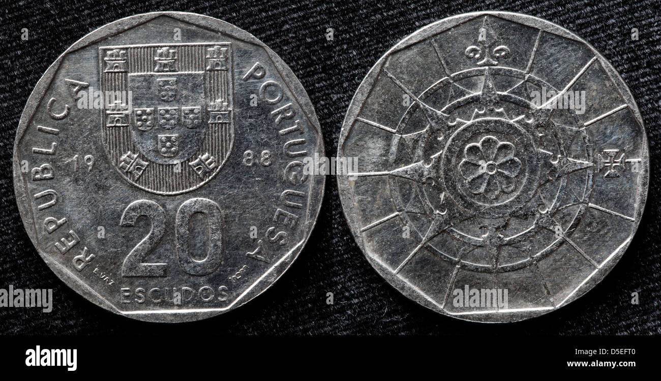 20 Escudos coin, Portugal, 1988 Stock Photo - Alamy