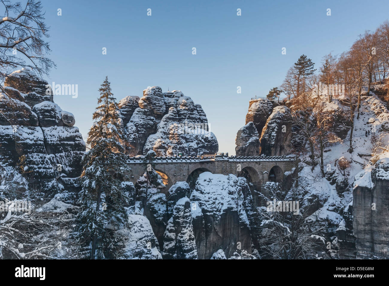Rock formation Bastei (Bastion) and Bridge, Lohmen, Saxon Switzerland ...