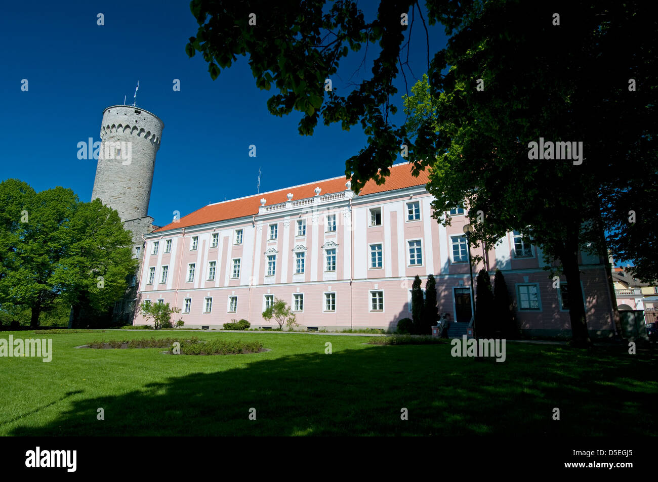 Pikk Hermann tower, part of Toompea Castle is attached to the Estonian ...