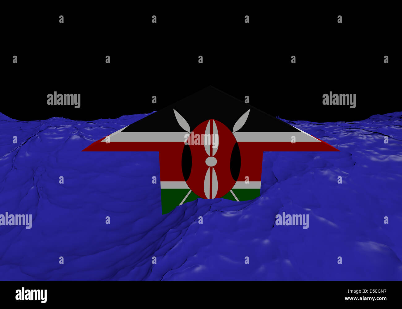 Kenyan flag arrow in abstract ocean illustration Stock Photo - Alamy