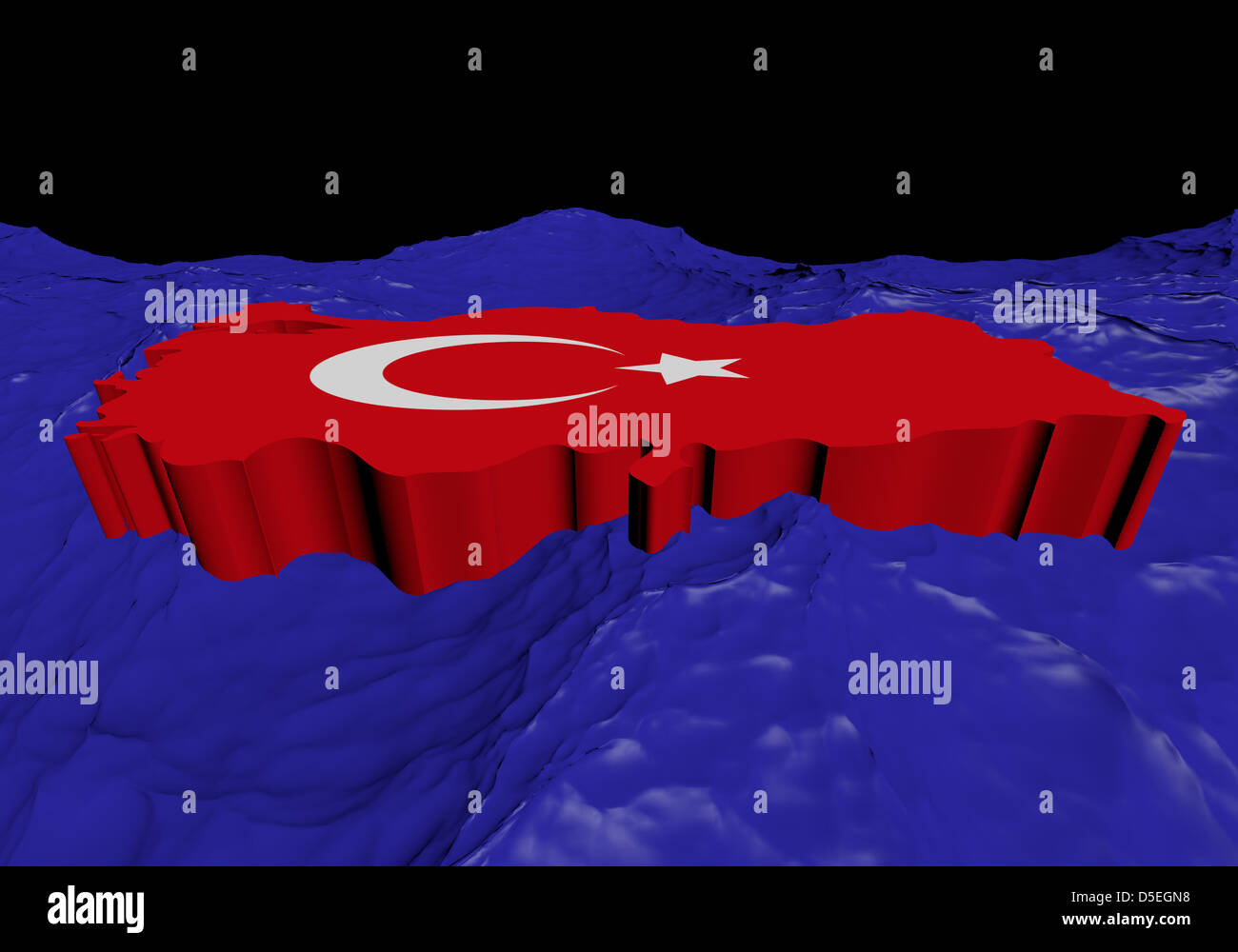 Turkey map flag in abstract ocean illustration Stock Photo - Alamy