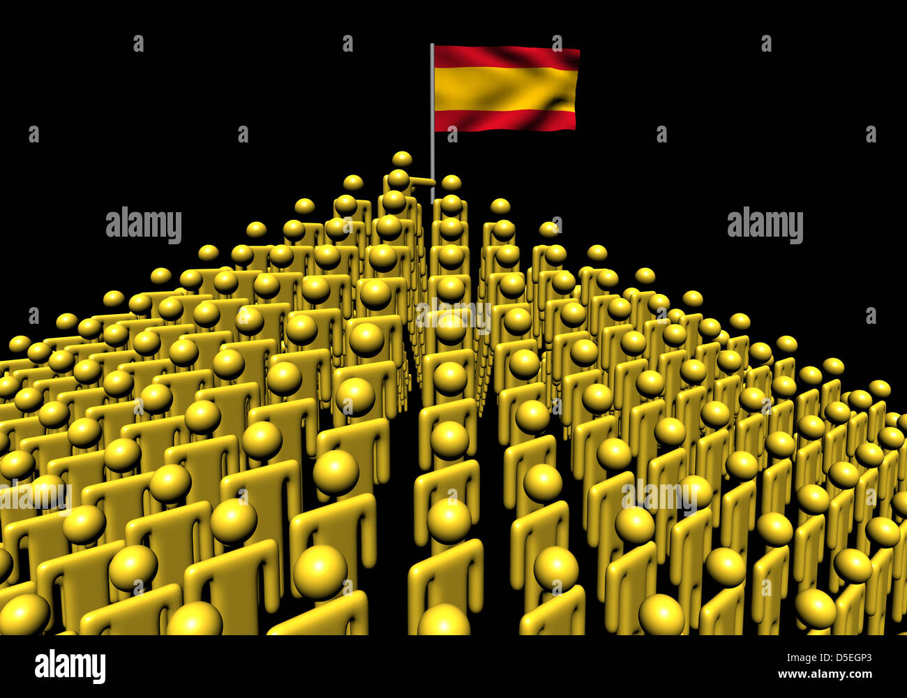 Pyramid of abstract people with Spanish flag illustration Stock Photo ...
