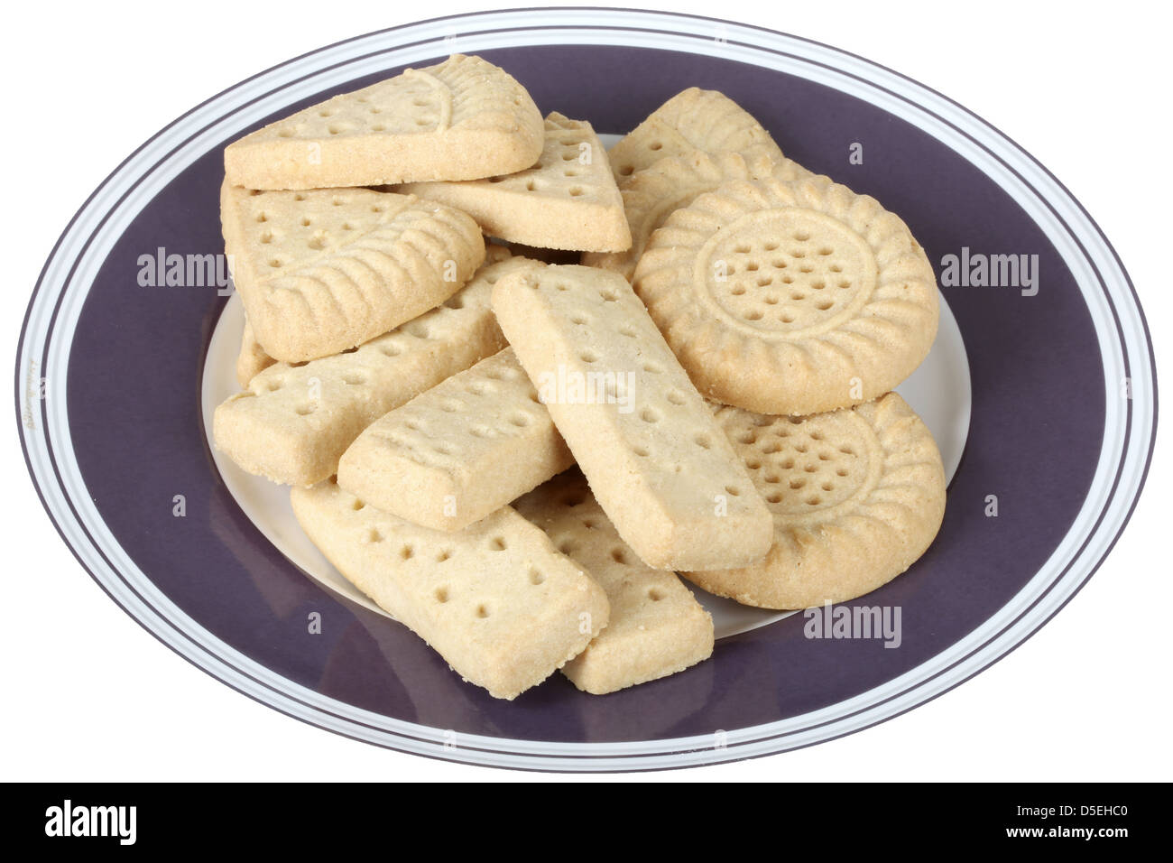 Selection Of Tasty Plain Shortbread Biscuits Isolated Against A White ...