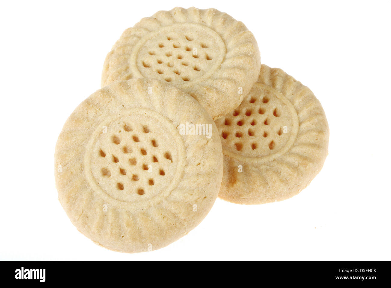 Selection Of Tasty Plain Shortbread Biscuits Isolated Against A White ...