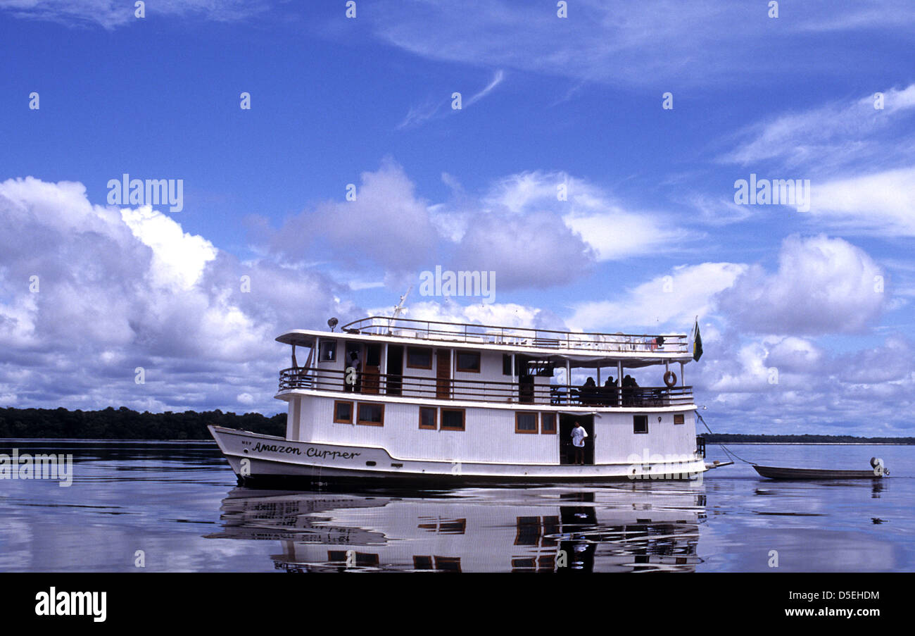 An eco touring and fishing houseboat on the Rio Negro River Amazonas ...