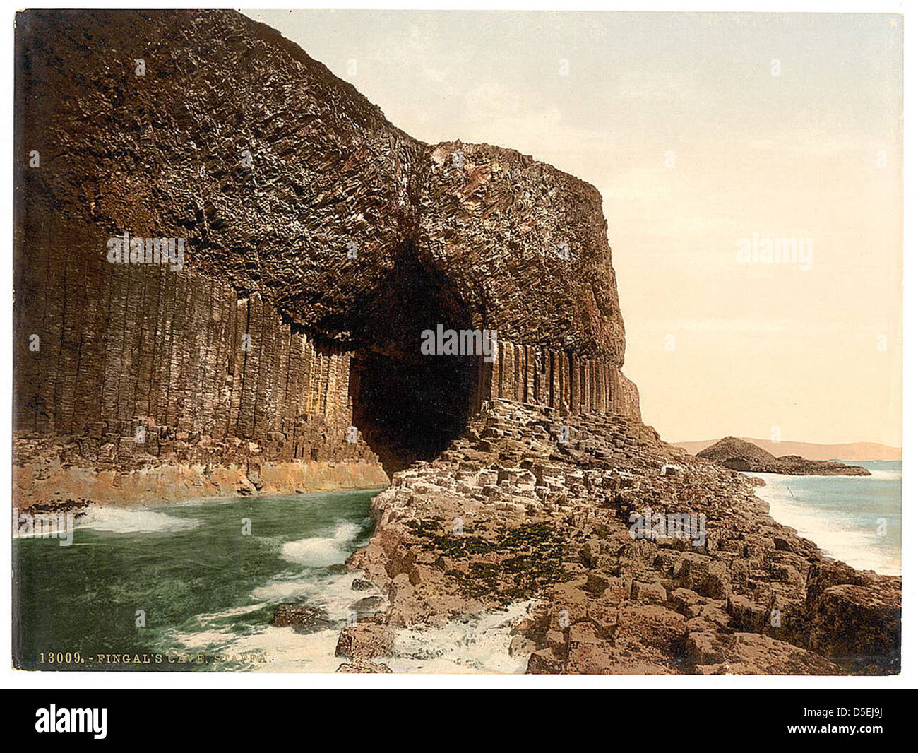 A historical photograph of Fingal's Cave on the island of Staffa ...