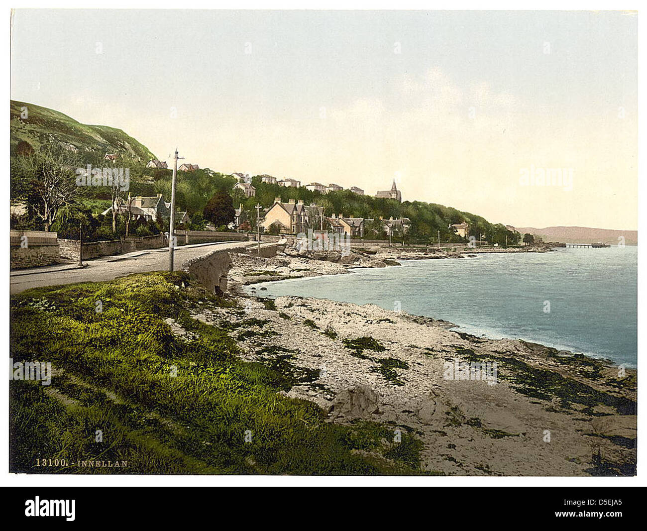A view of the village of Innellan, Scotland, showing the beach road ...
