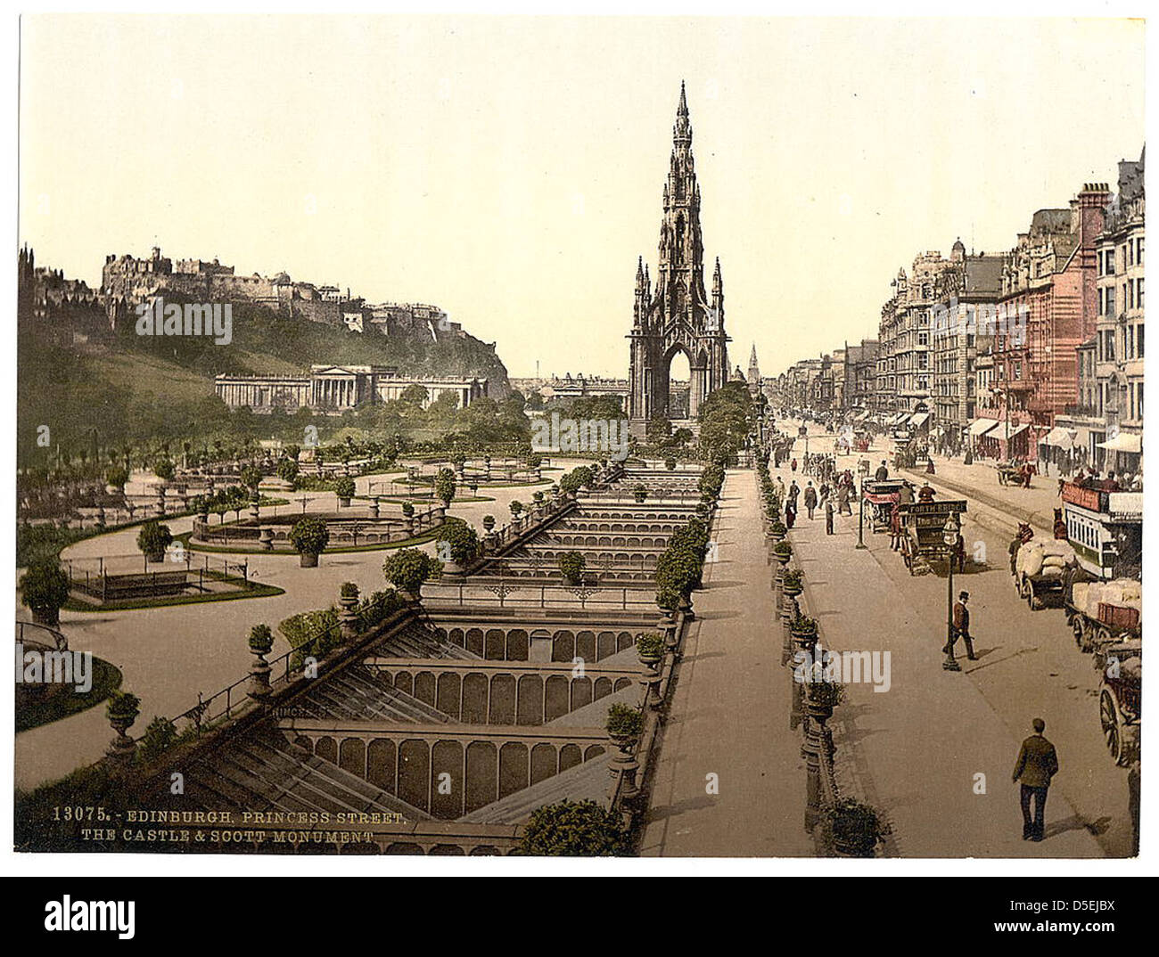 A historic photograph capturing the iconic Princess Street, Edinburgh ...