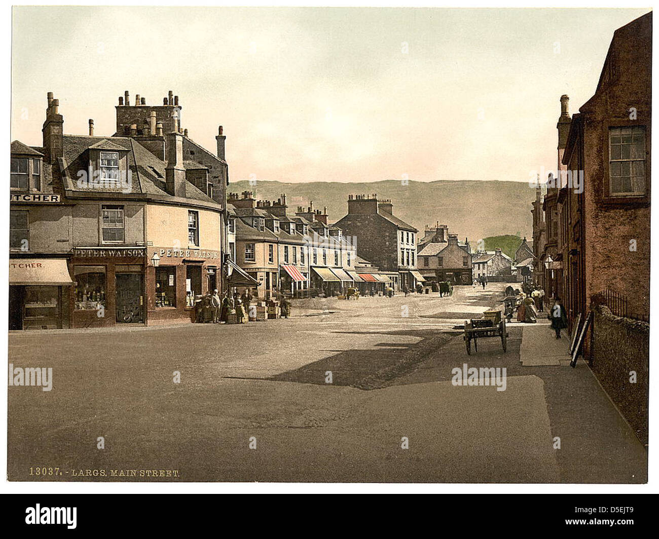 A historical photograph of Main Street in Largs, Scotland. The image ...