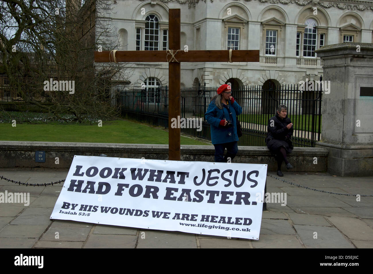 Crucifix Cross on Kings Parade in Cambridge Stock Photo - Alamy