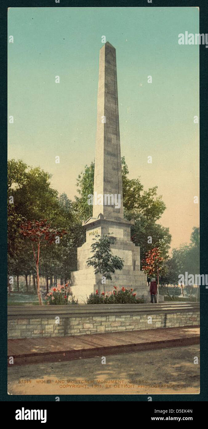 A photograph of the Wolfe and Montcalm monument in Quebec, Canada. The ...