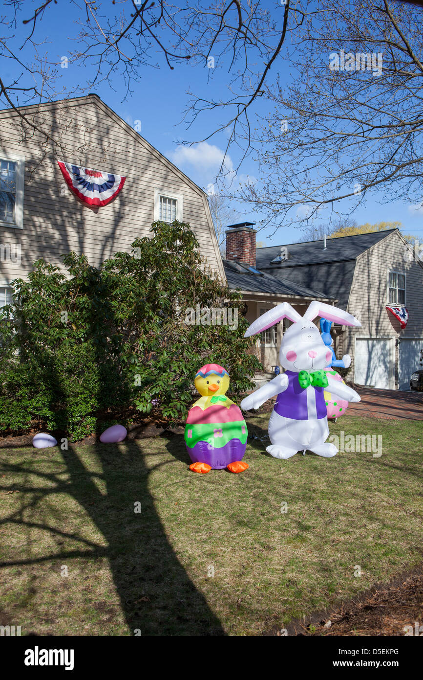 Easter decoration in front of a house in Lexington, Massachusetts, USA ...
