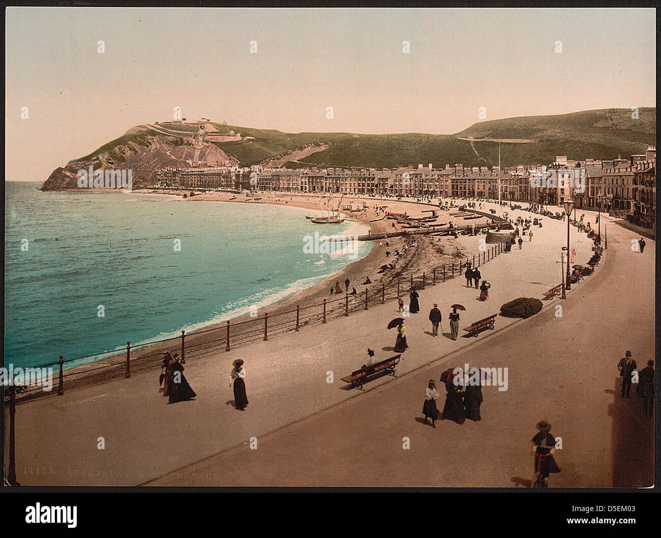 A color photograph showing the terrace at Aberystwyth, Wales. The image ...