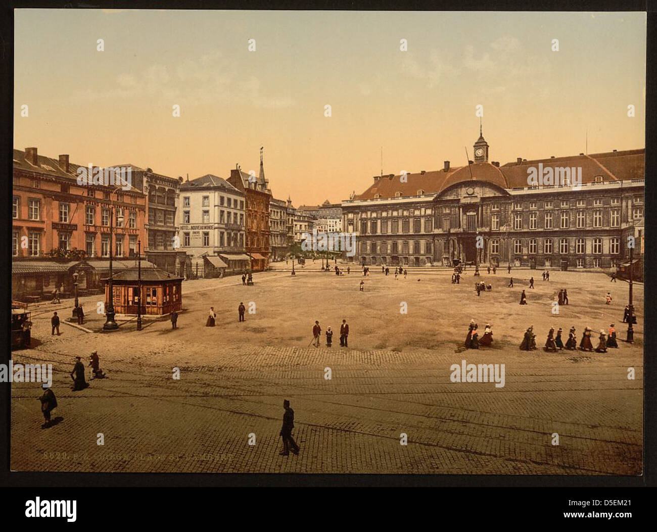 St. Lambert Place in Liège, Belgium, is a historic square surrounded by ...