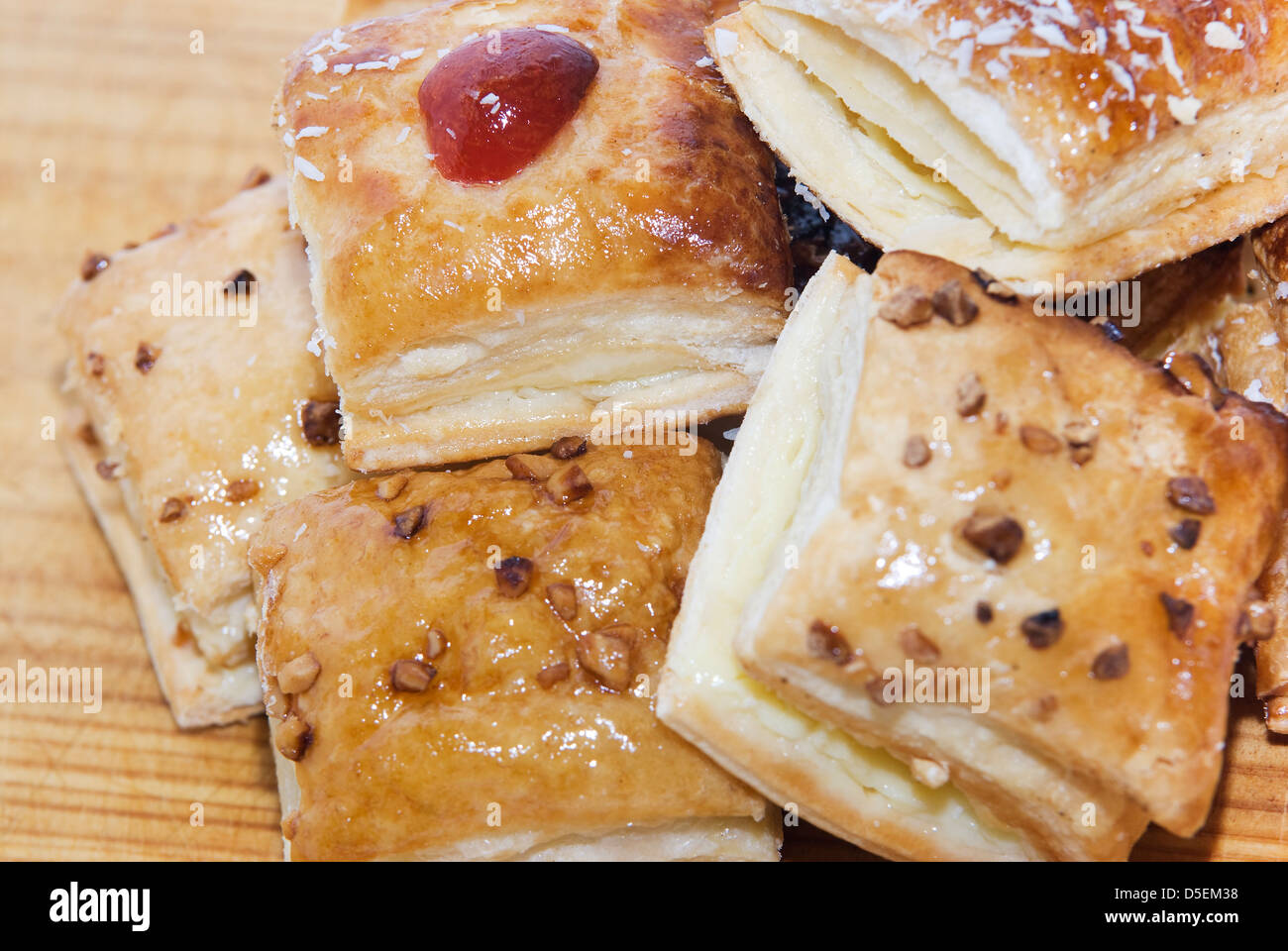 Close up of puff pastry with cream Stock Photo - Alamy