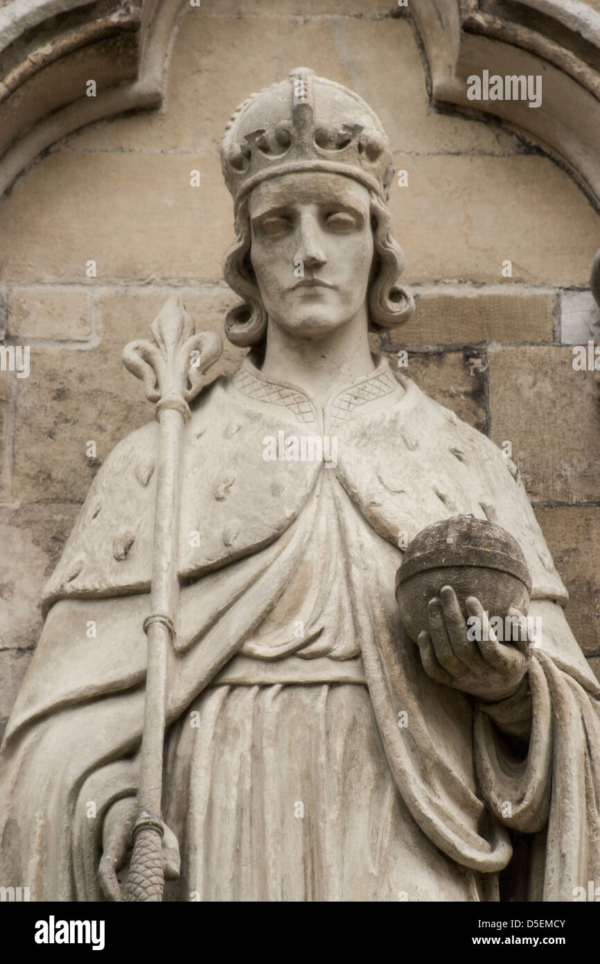 Bishop carved in stone exterior of Salisbury Cathedral - medieval ...