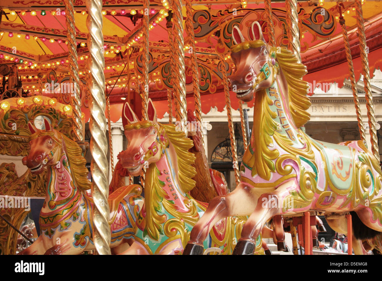 carousel with horses Stock Photo - Alamy