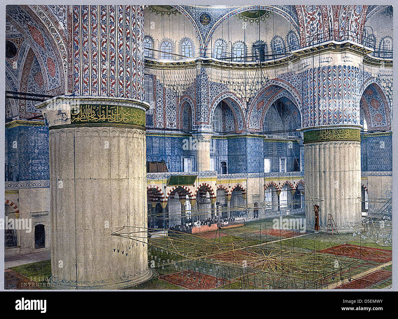 Interior view of the Blue Mosque in Constantinople (modern-day Istanbul ...