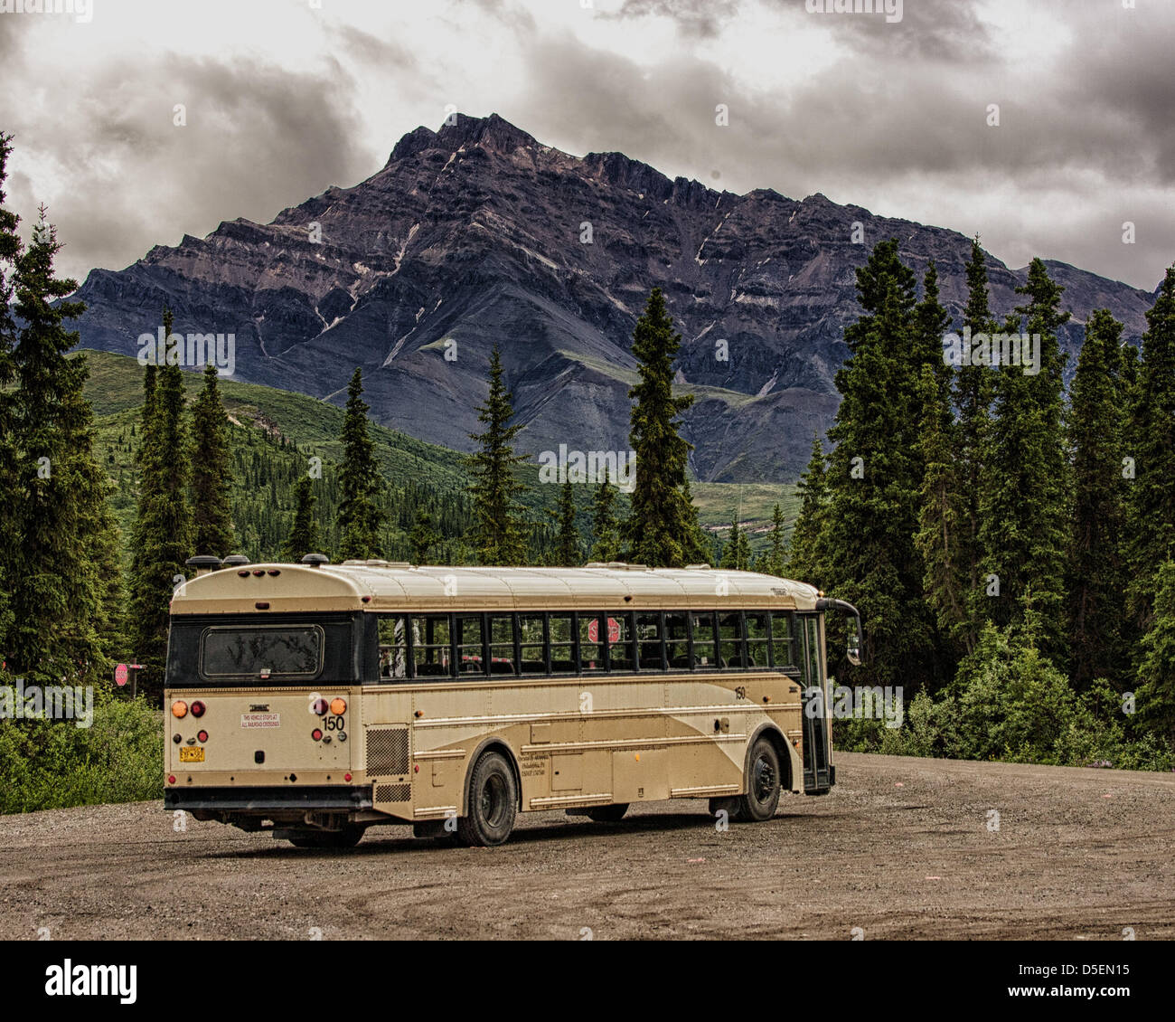 June 27, 2012 - Denali Borough, Alaska, US - An Aramark tour bus at the ...