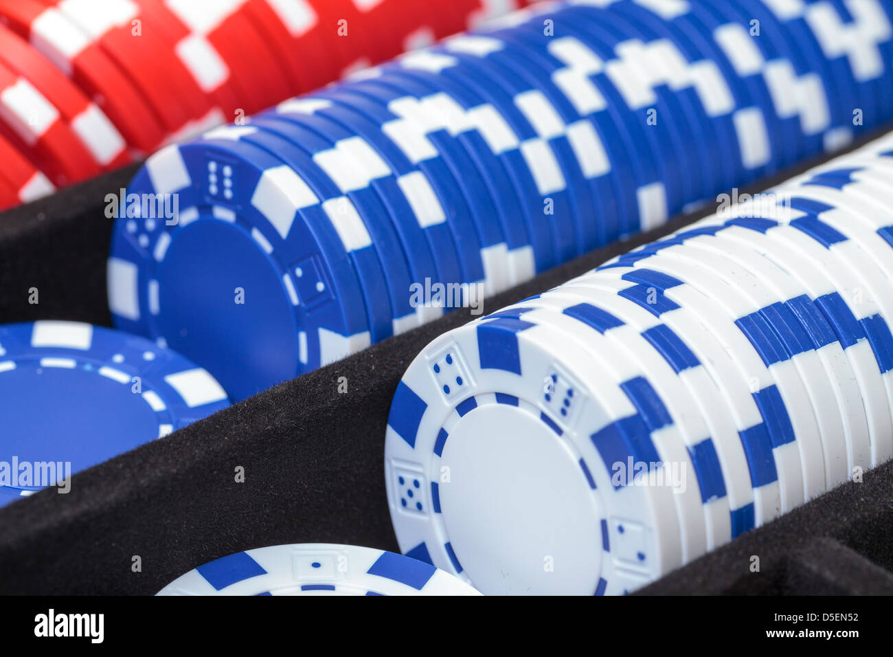 Stacks of Multicolored Poker Chips, closeup Stock Photo - Alamy