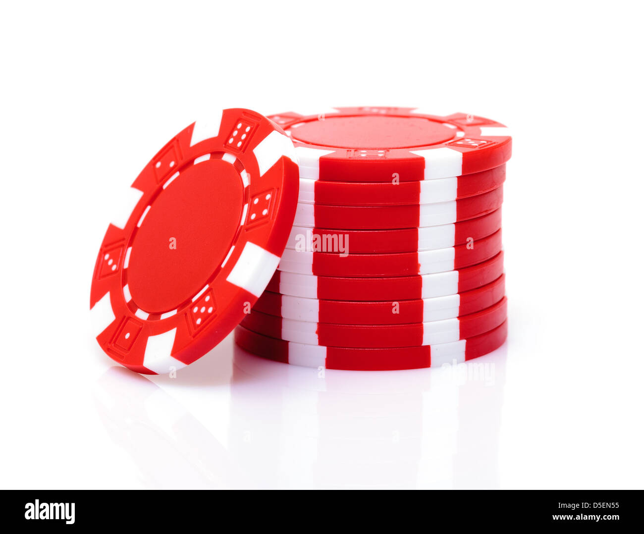 Small Stack of Red Poker Chips, closeup on white background Stock Photo ...
