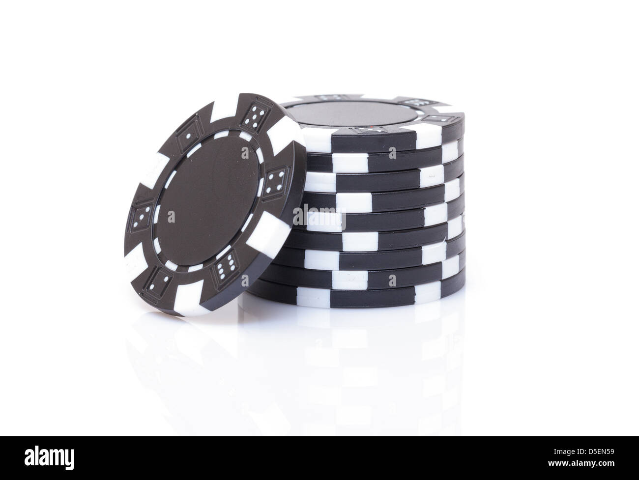 Small Stack of Black Poker Chips, closeup on white background Stock ...