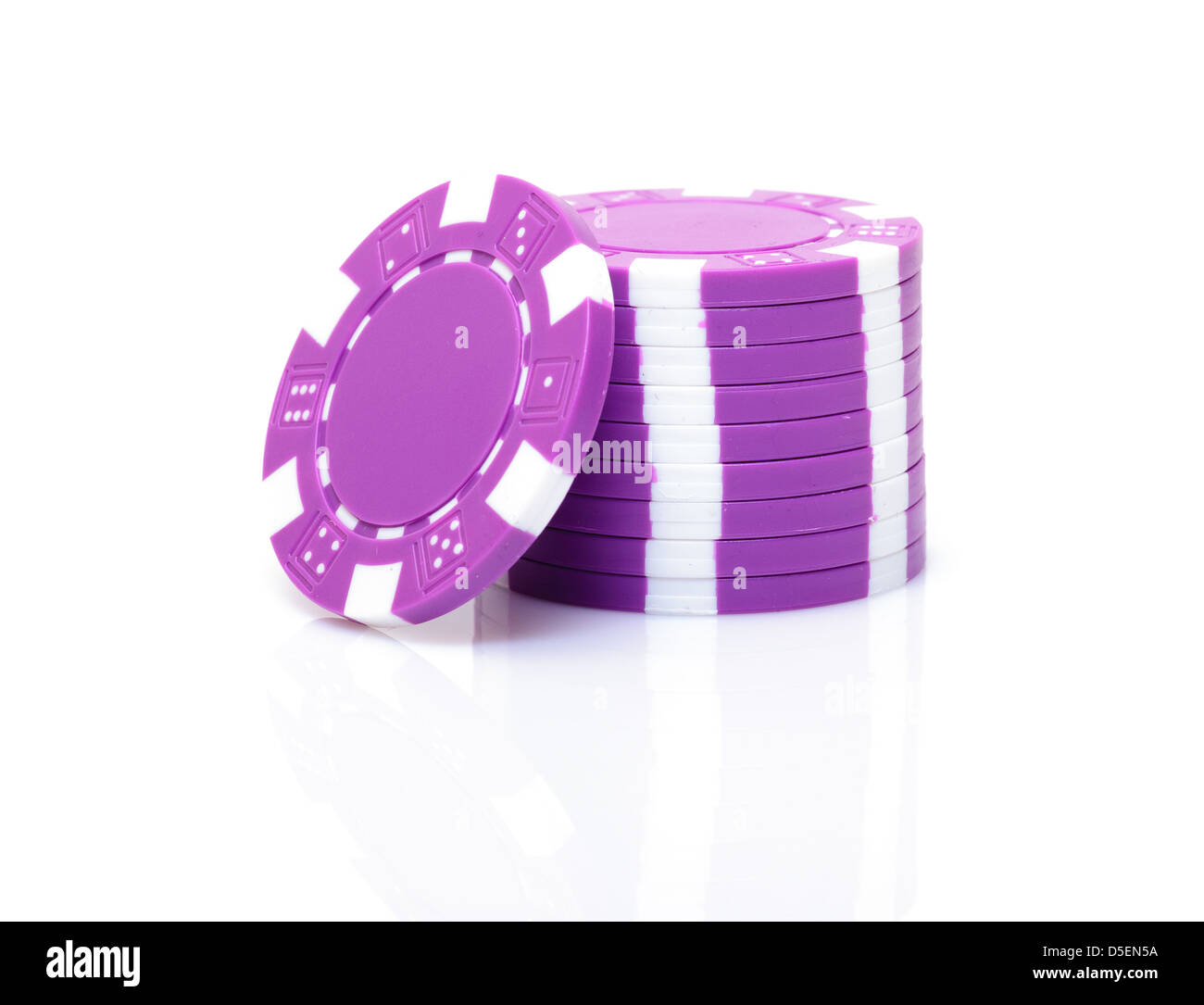 Small Stack of Purple Poker Chips, closeup on white background Stock ...