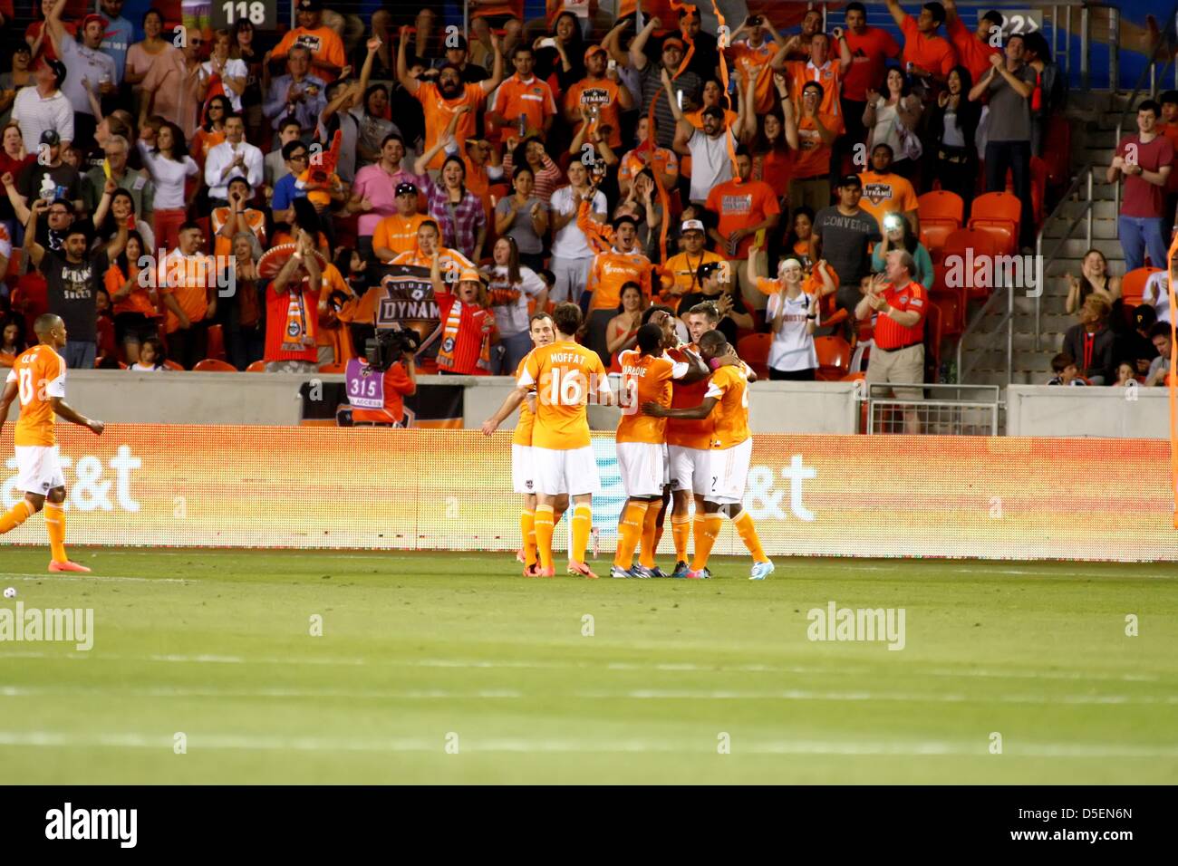Houston, Texas, USA. 30th March, 2013. Houston Dynamo players celebrate ...