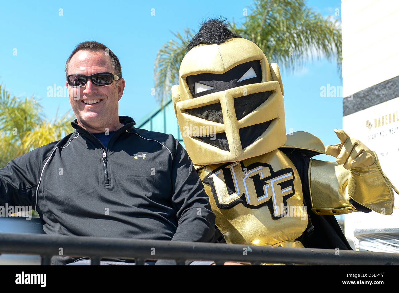 March 30, 2013: Knightro poses with a UCF fan before the start of C-USA ...