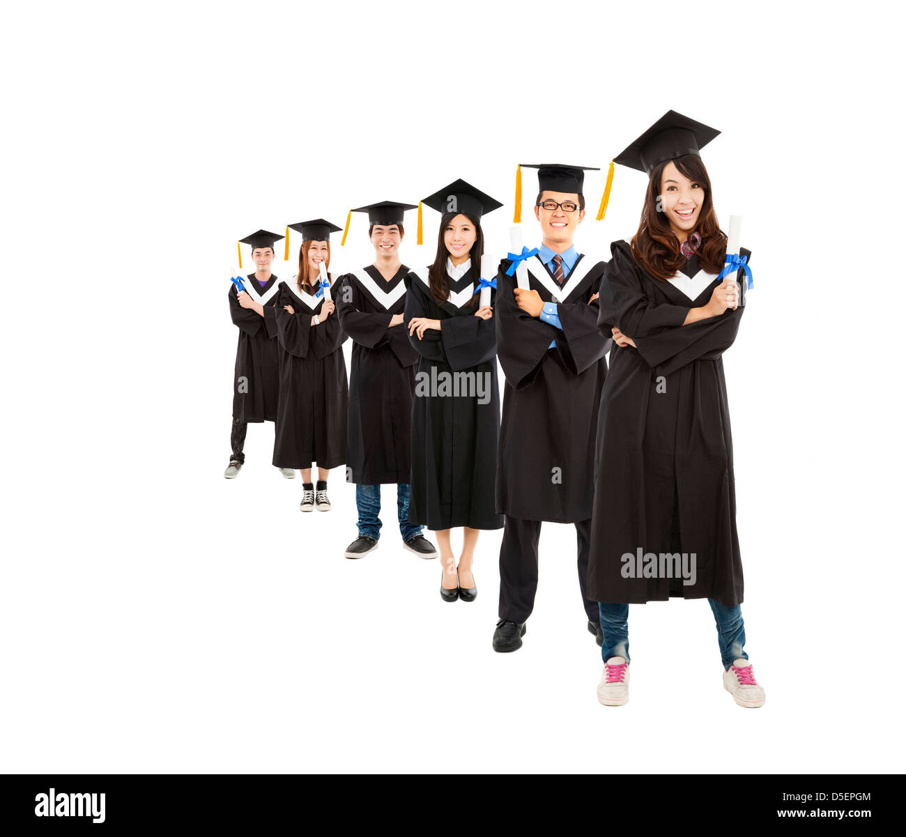 happy asian young graduate students group Stock Photo - Alamy