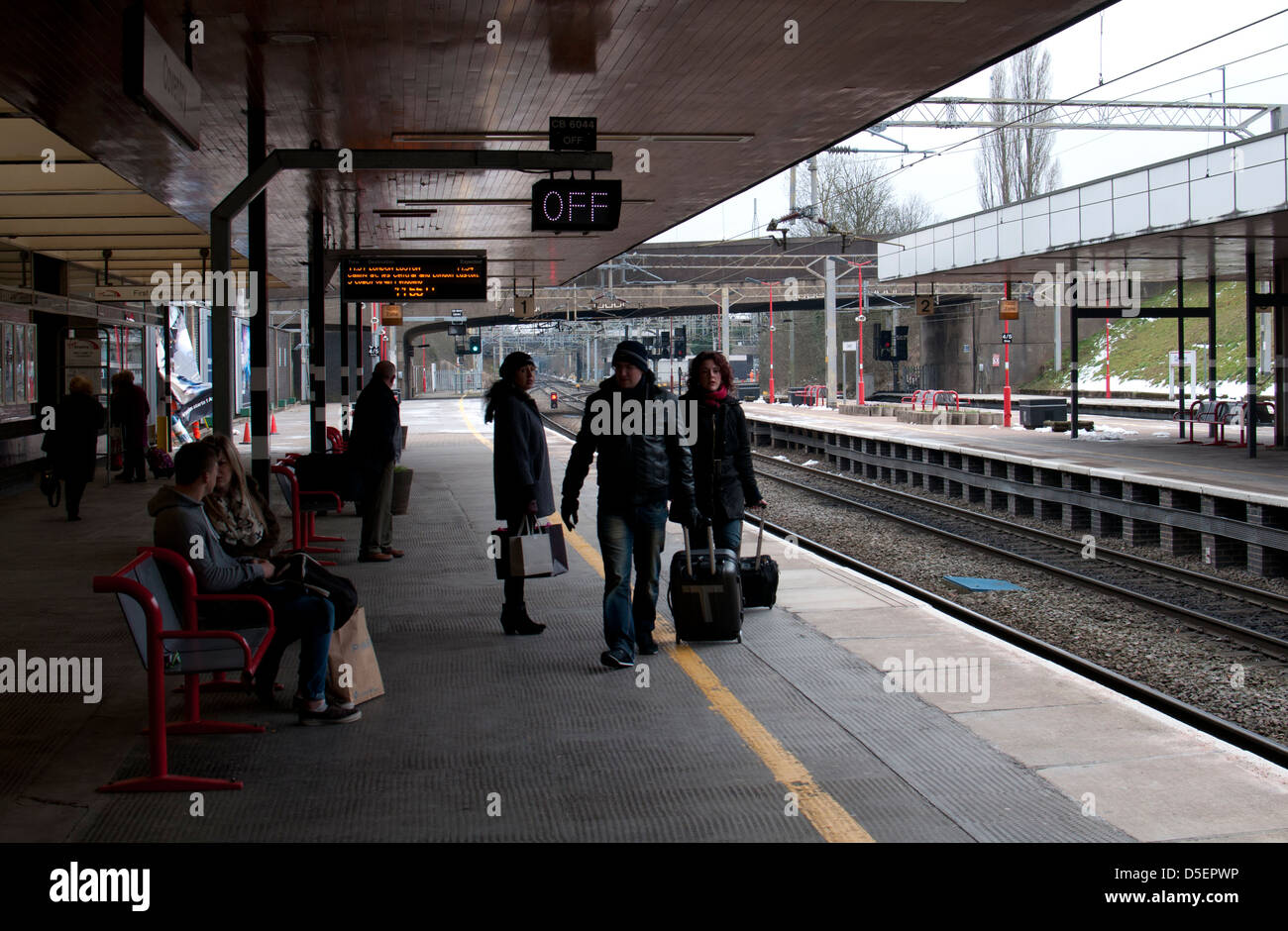 Passengers waiting on Coventry railway station, UK Stock Photo - Alamy