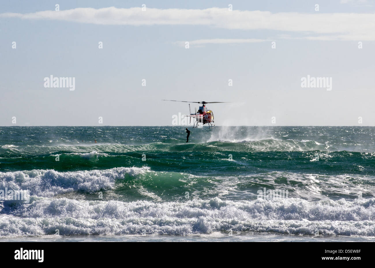 Australian surf rescue helicopter crew training off Moana Beach South ...