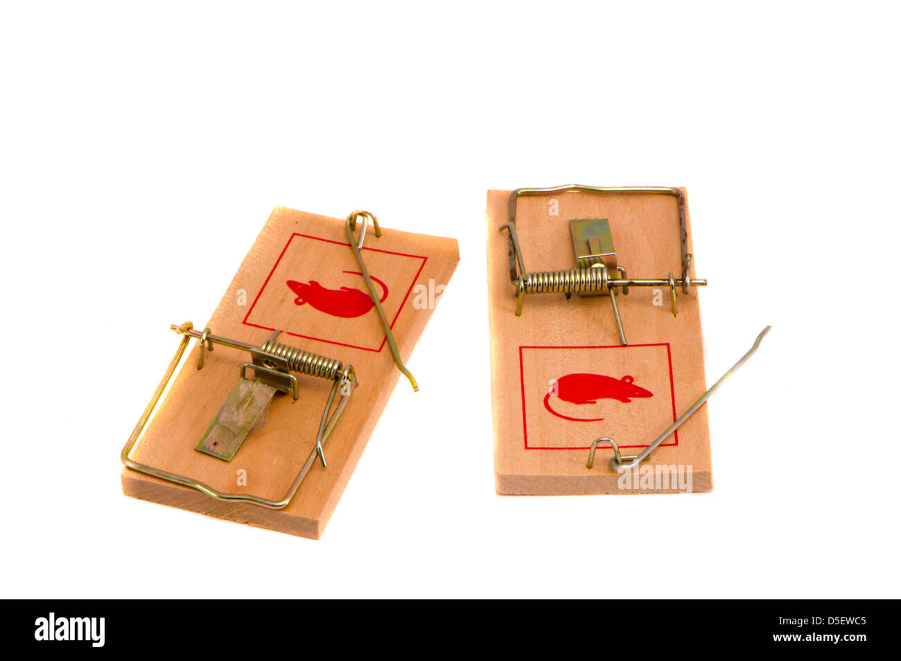 two isolated on white background mouse traps Stock Photo - Alamy