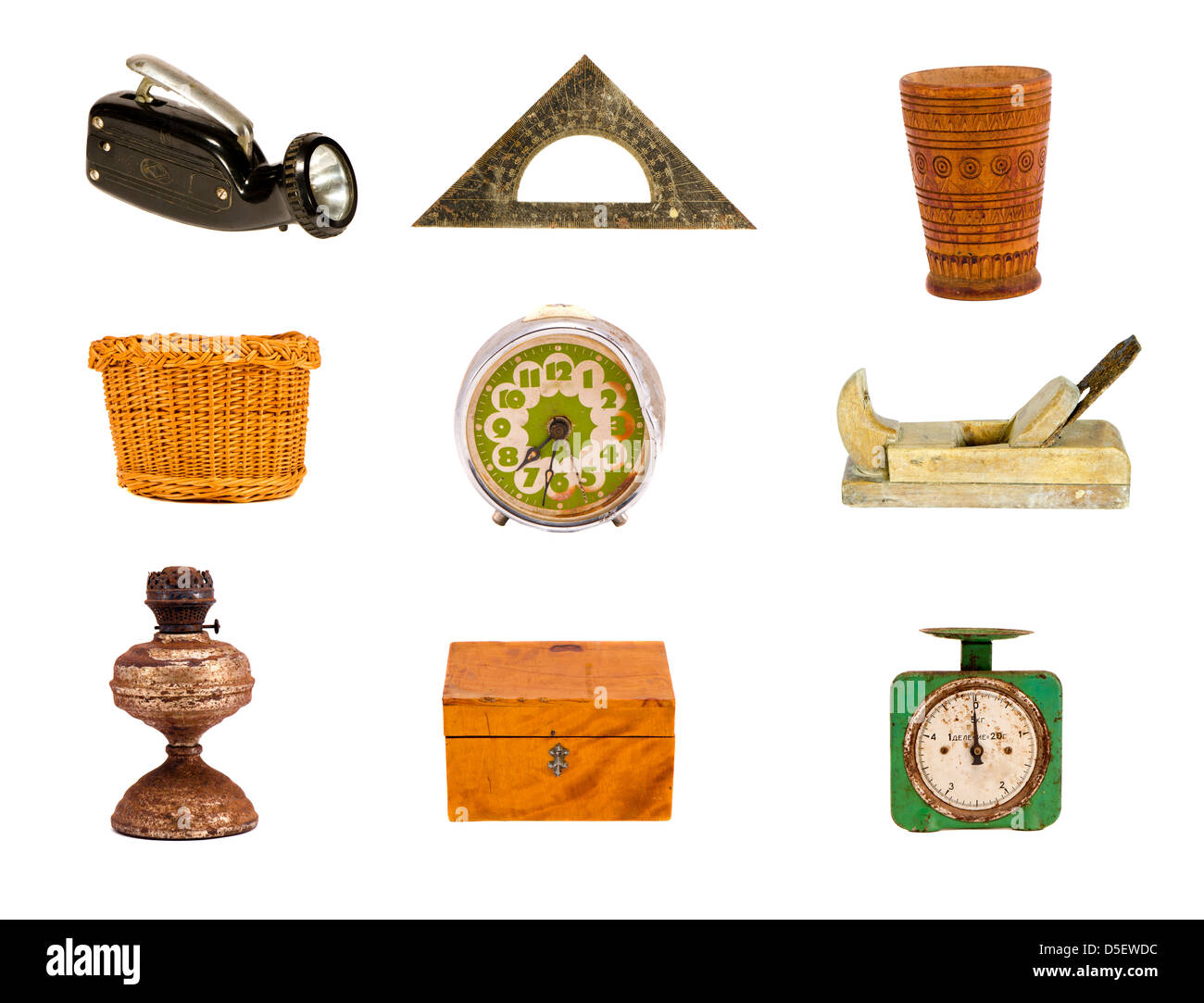 various old objects and tools group isolated on white Stock Photo - Alamy