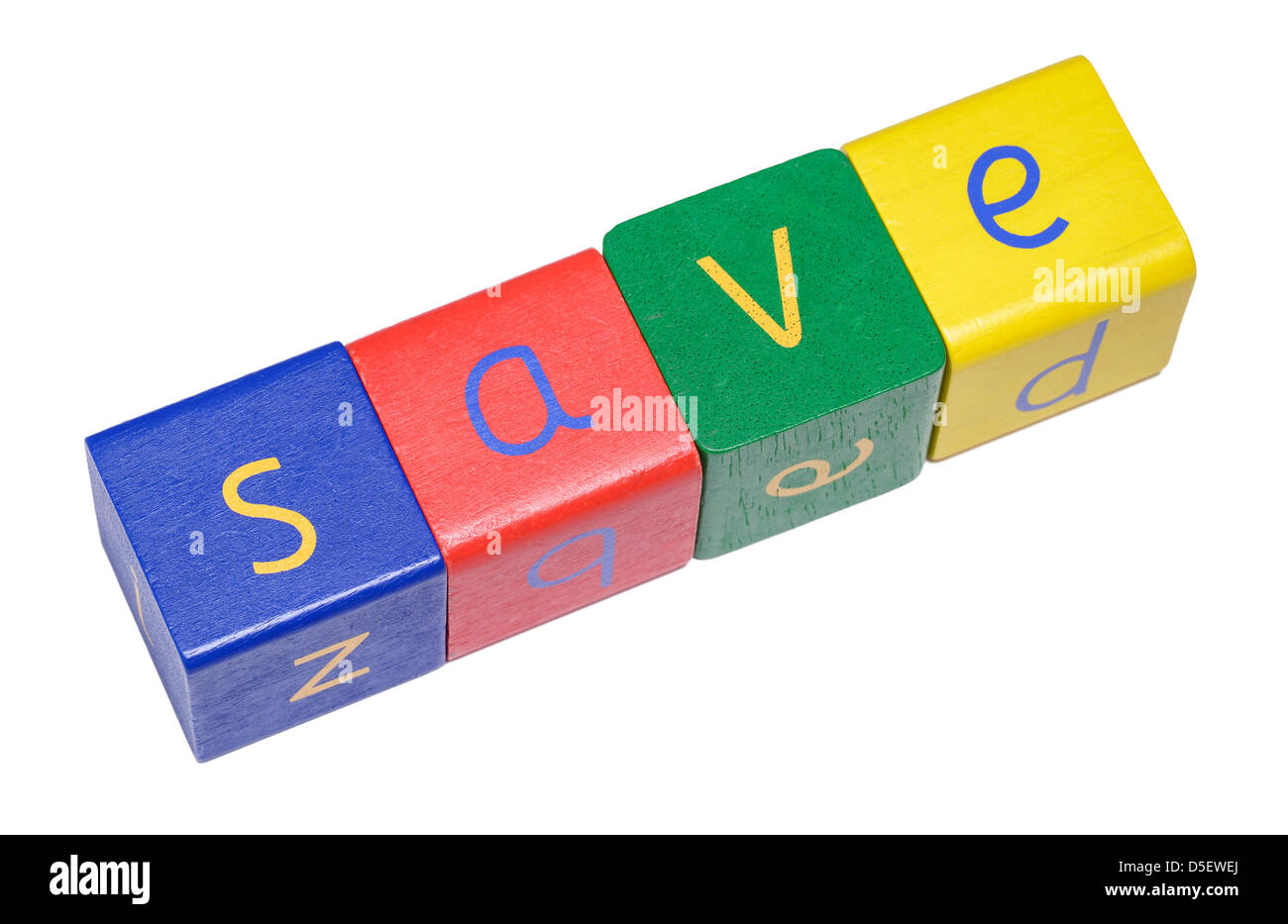 Wooden blocks spelling SAVE Stock Photo - Alamy