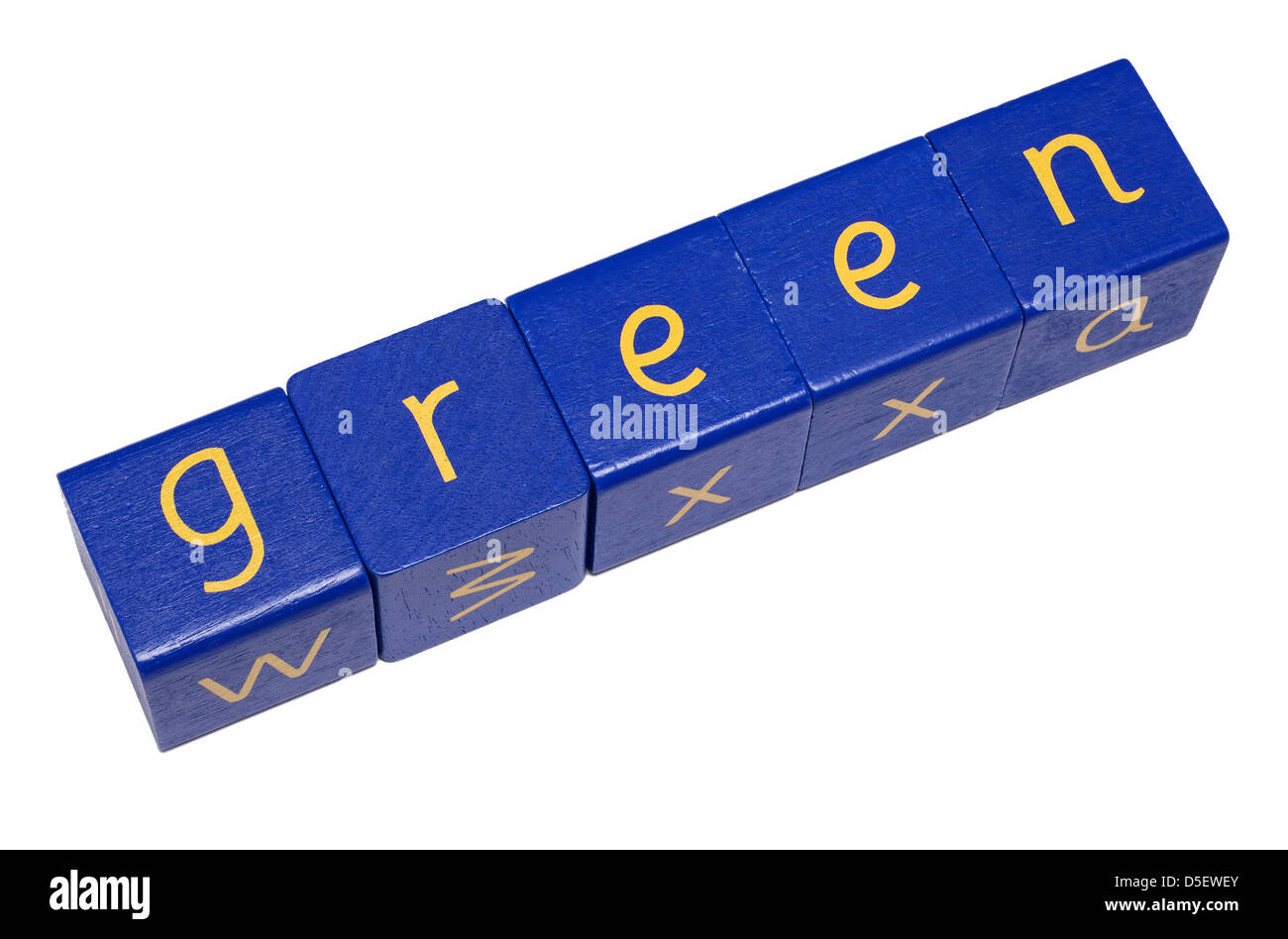 Wooden blocks spelling GREEN Stock Photo - Alamy
