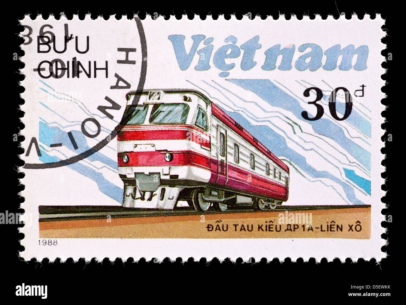 Postage stamp from Vietnam depicting a DR-1A locomotive from the Soviet ...