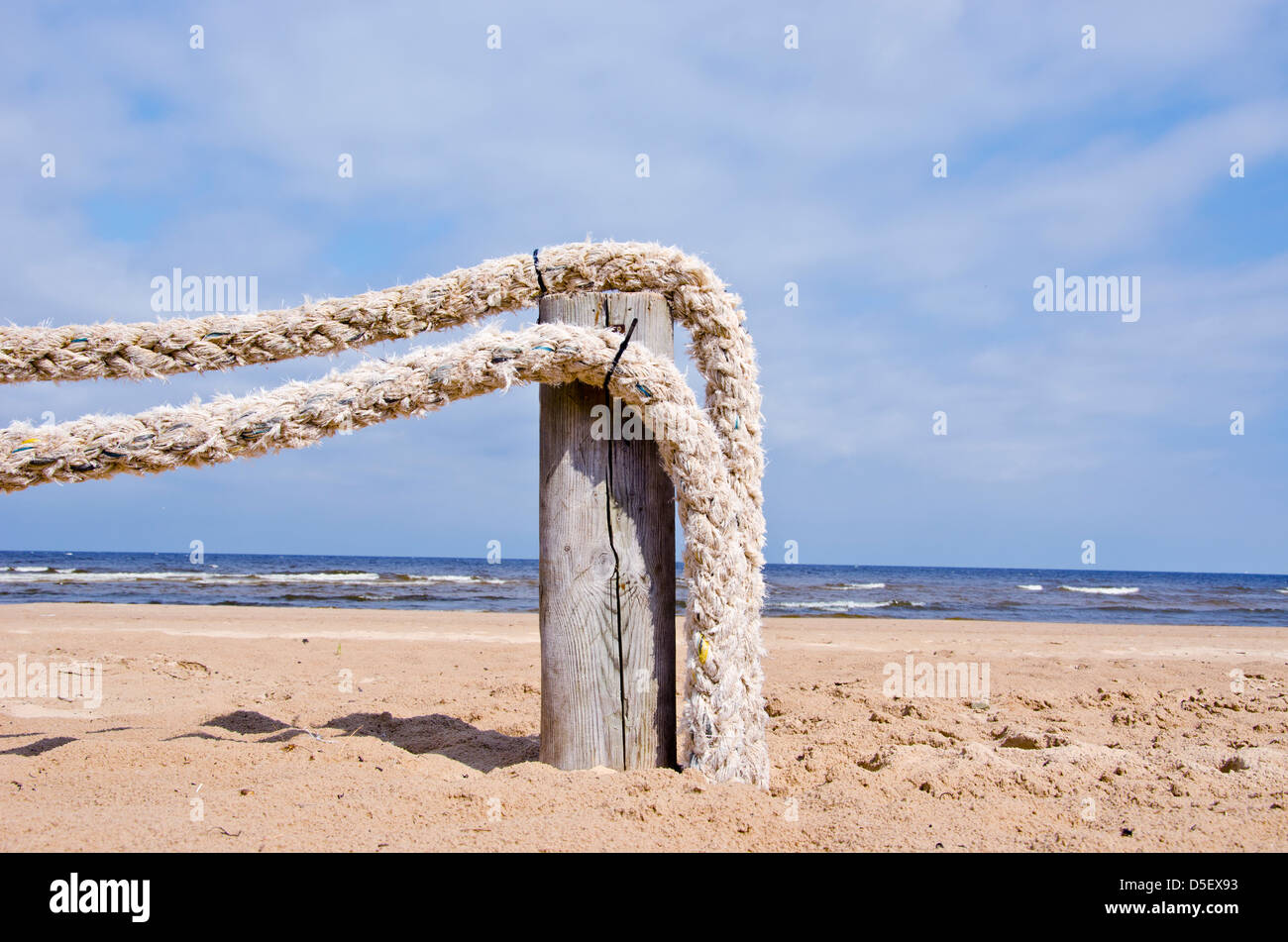 original ropes fence on summer resort sea beach Stock Photo - Alamy