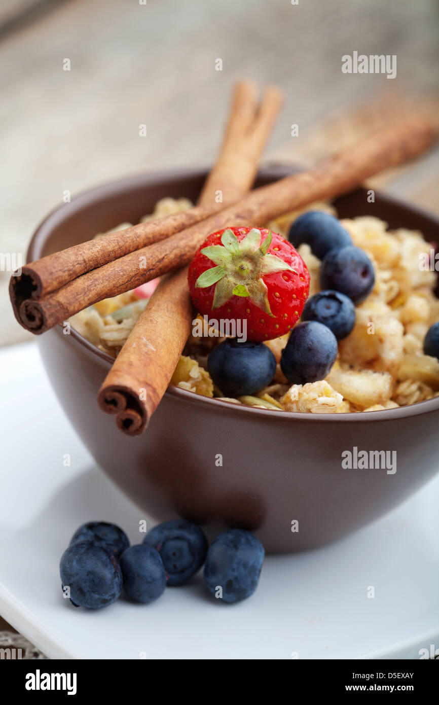 Breakfast muesli with dried fruits and seeds Stock Photo - Alamy