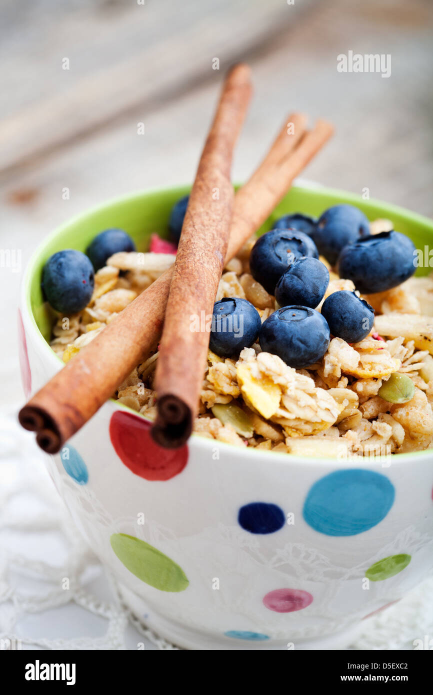 Breakfast muesli with dried fruits and seeds Stock Photo - Alamy